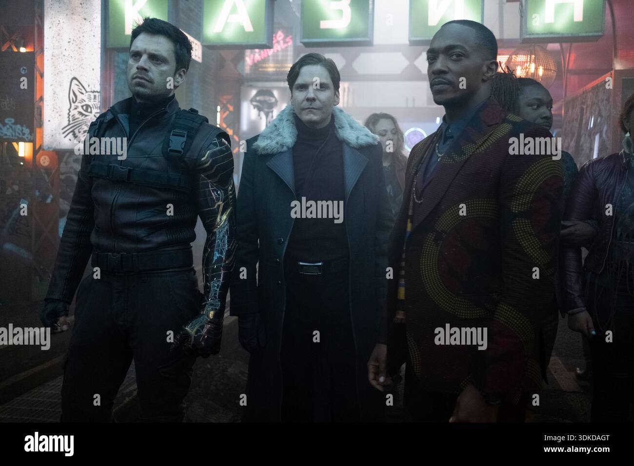 (L-R): Winter Soldier/Bucky Barnes (Sebastian Stan), Zemo (Daniel Bruhl ...