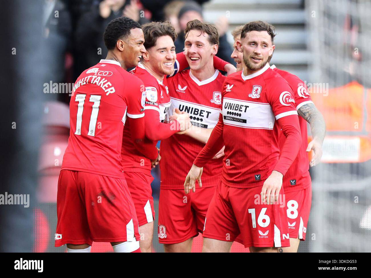 Middlesbrough's Hayden Hackney (second left) celebrates scoring their ...