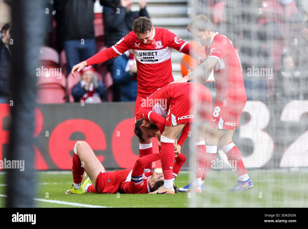 Middlesbrough's Hayden Hackney (left) celebrates scoring their side's ...
