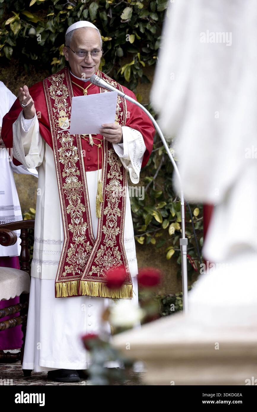 Pope Leo XIV attends the inauguration of a Marian mosaic and a statue ...