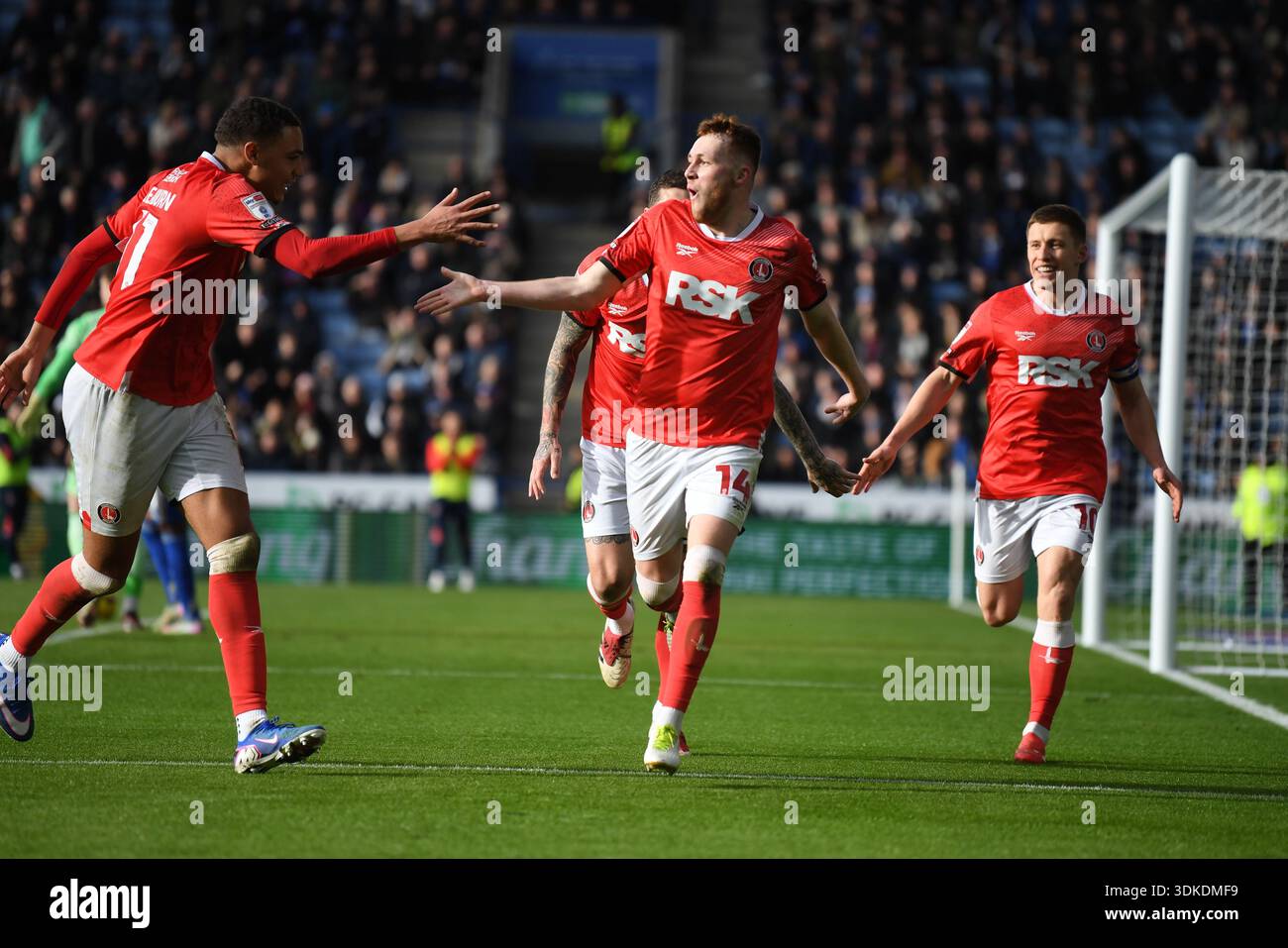 Leicester, England. 31st Jan 2026. Sonny Carey celebrates after scoring ...