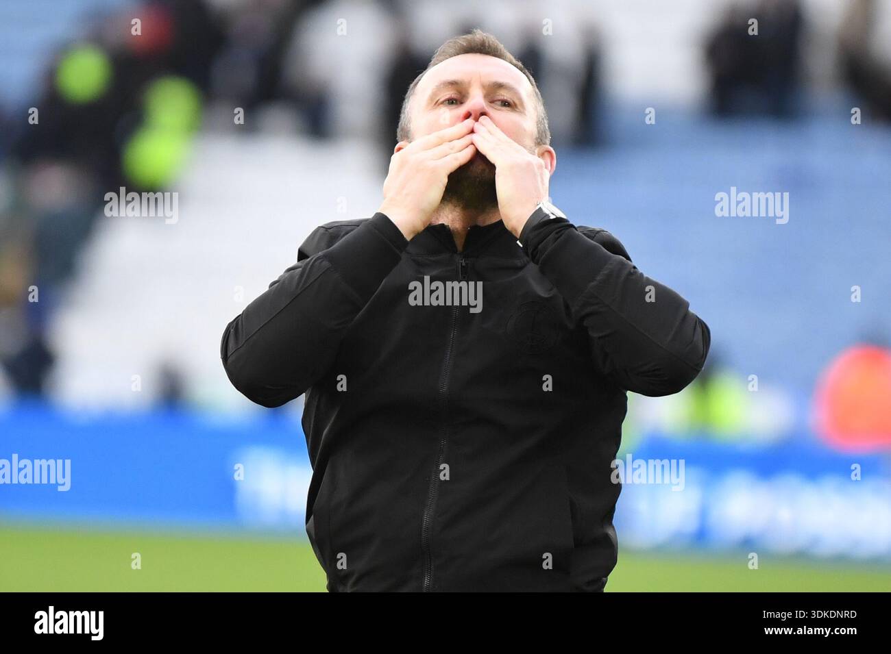 Leicester, England. 31st Jan 2026. Nathan Jones celebrates after the ...
