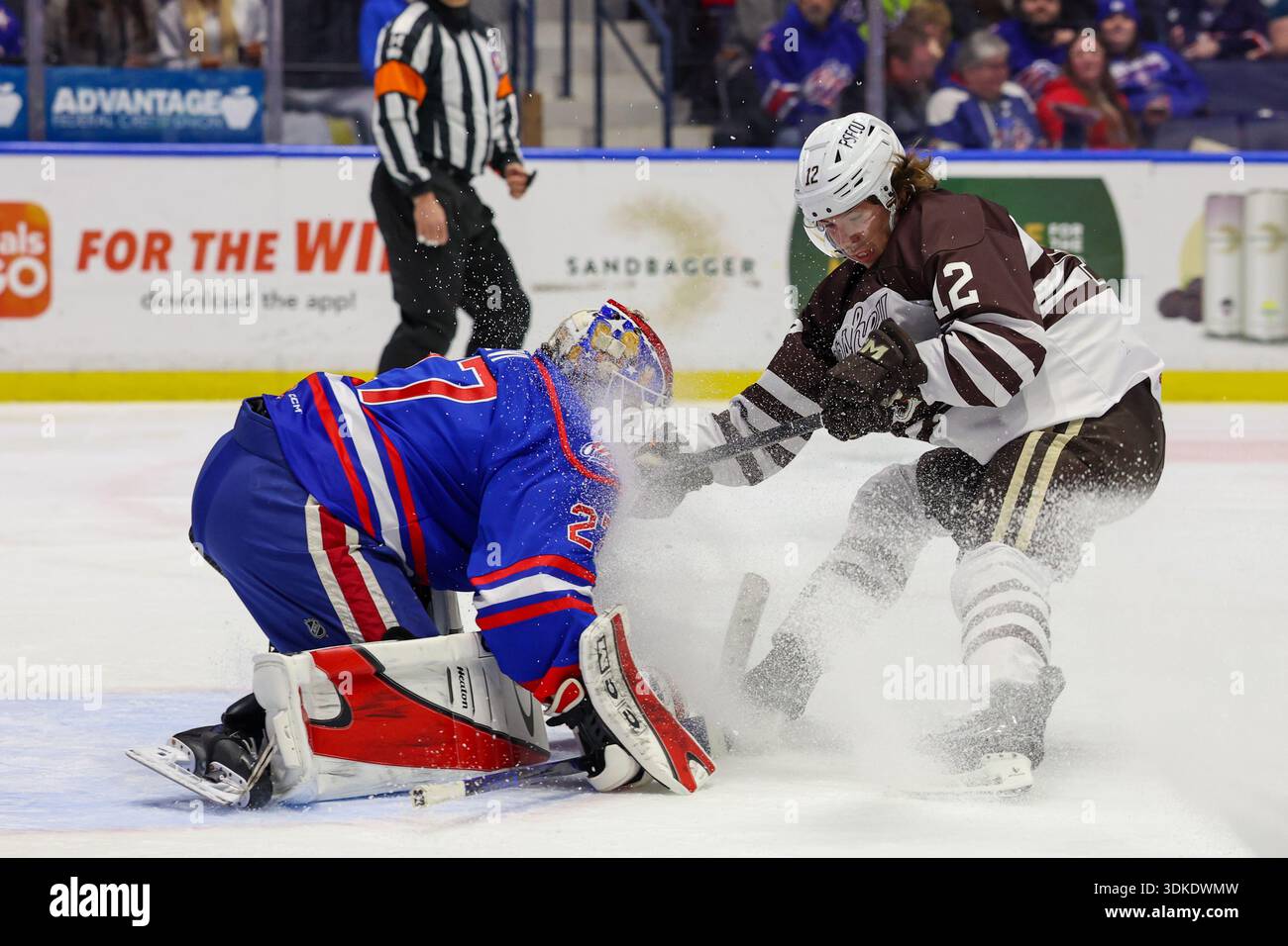 January 30th 2026: Rochester Americans goaltender Devon Levi (27) makes ...