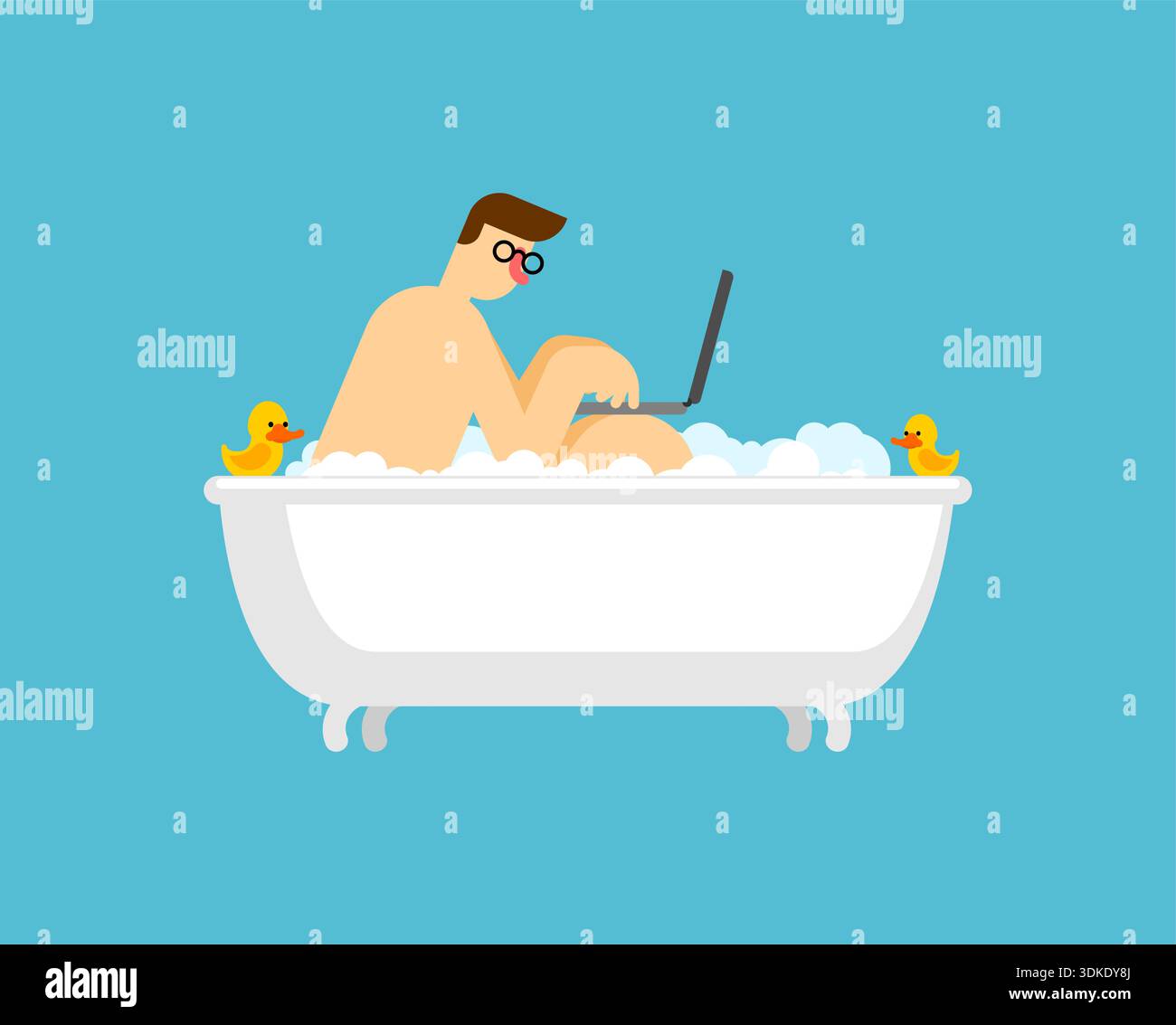 Businessman relaxing sitting digital Stock Vector Images - Alamy