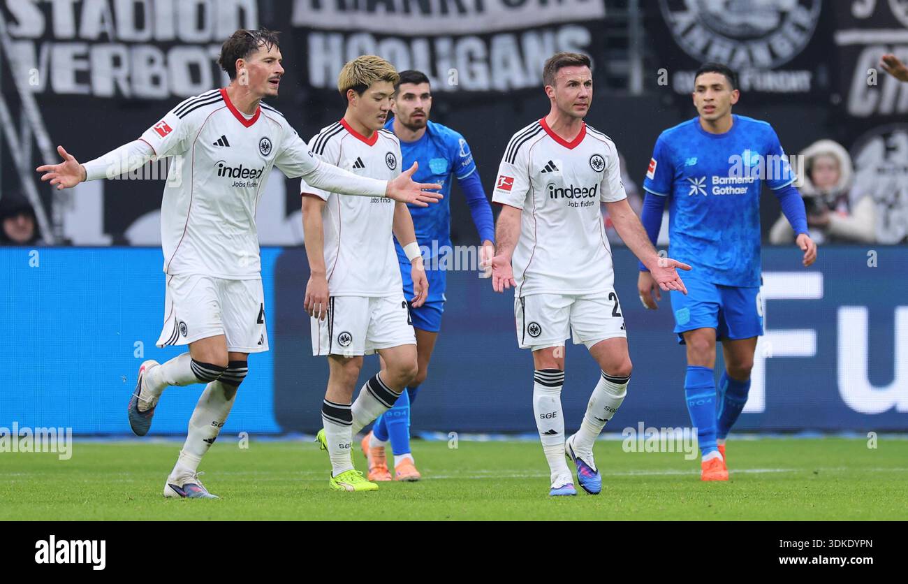 from left Robin Koch, Ritsu Doan, Mario Götze (Frankfurt) Frankfurt ...
