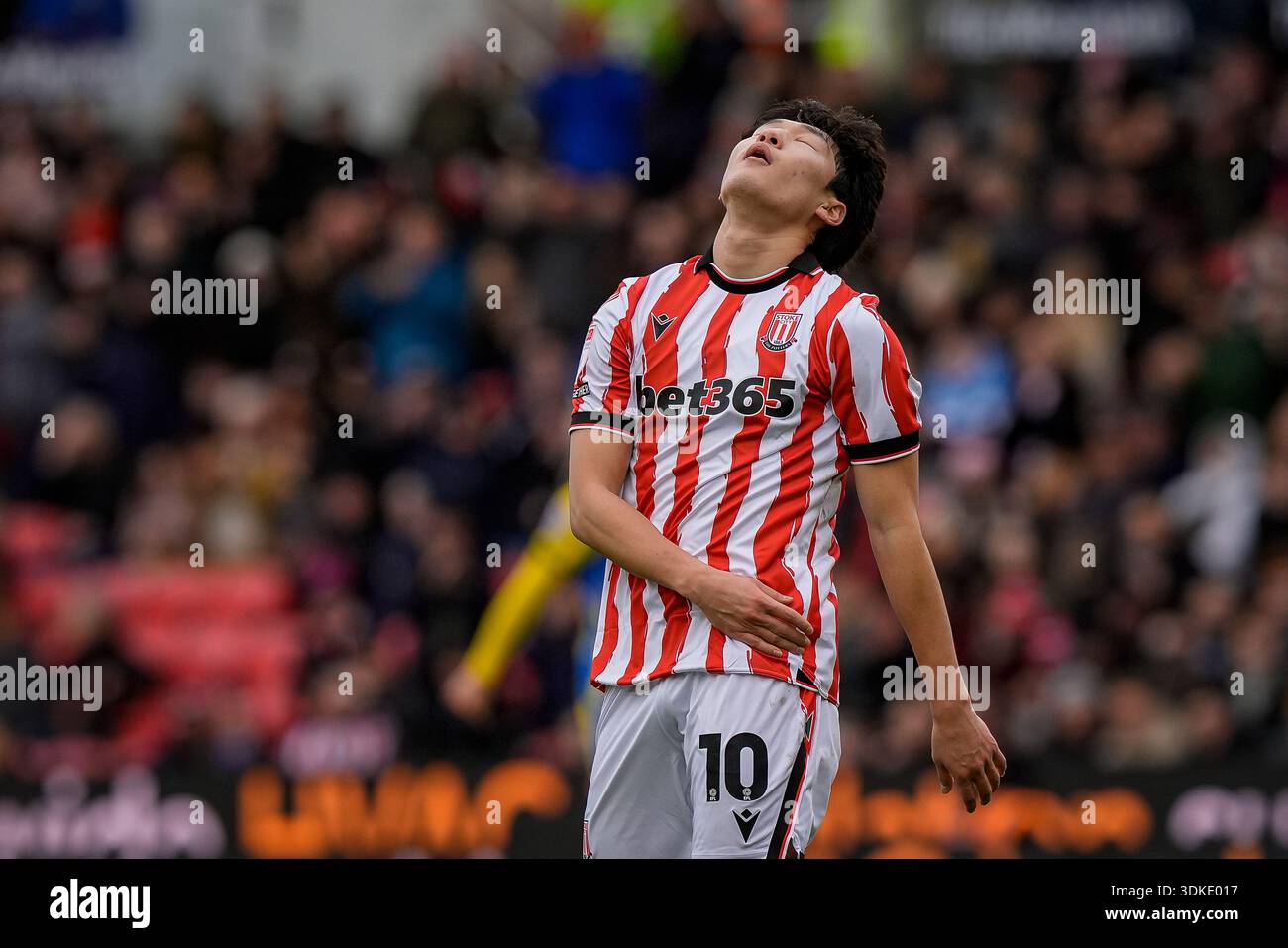 Bae Jun-Ho of Stoke City reacts after a missed chance on goal during ...