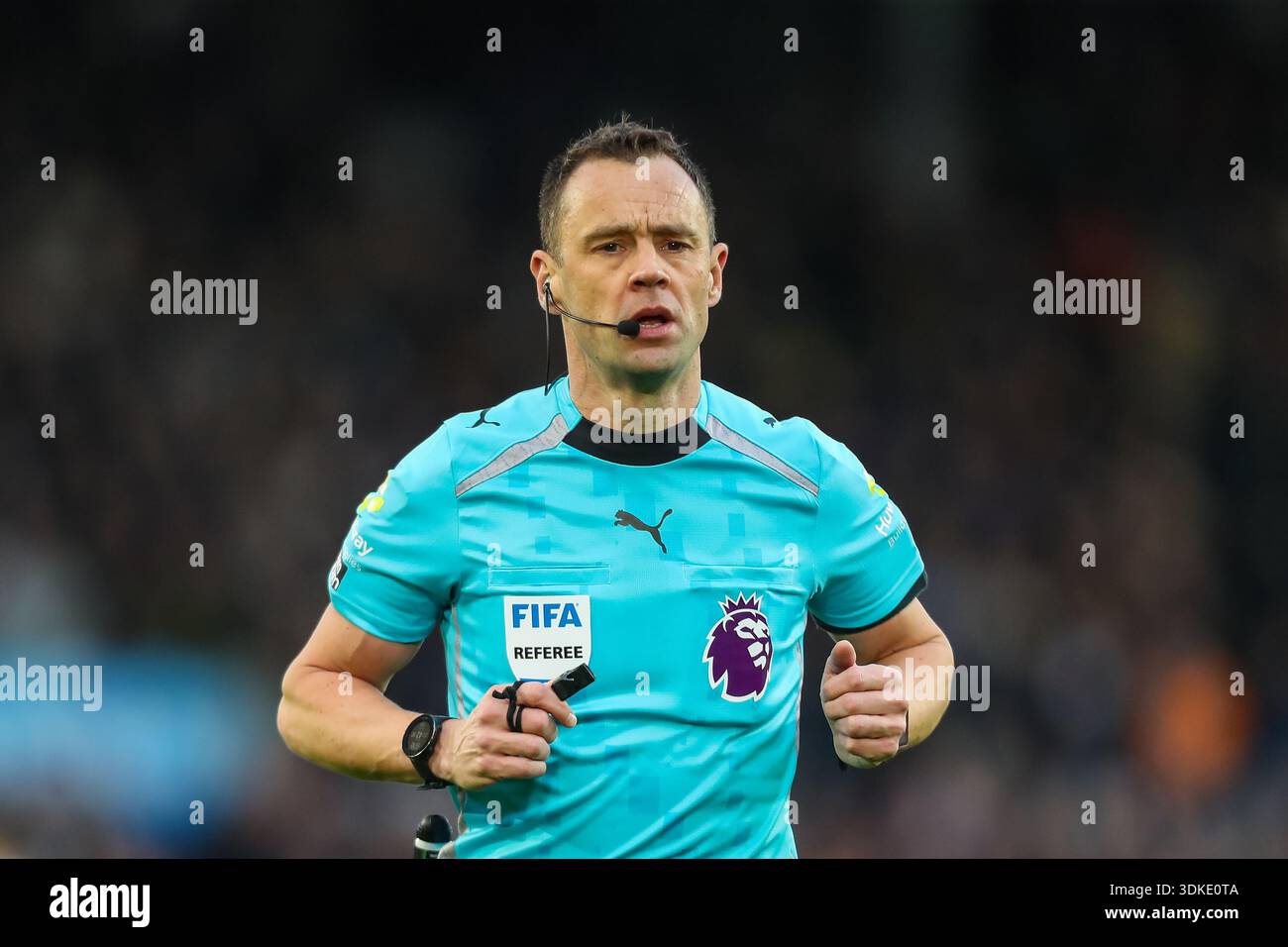 Referee Stuart Attwell during the Leeds United v Arsenal Premier League ...