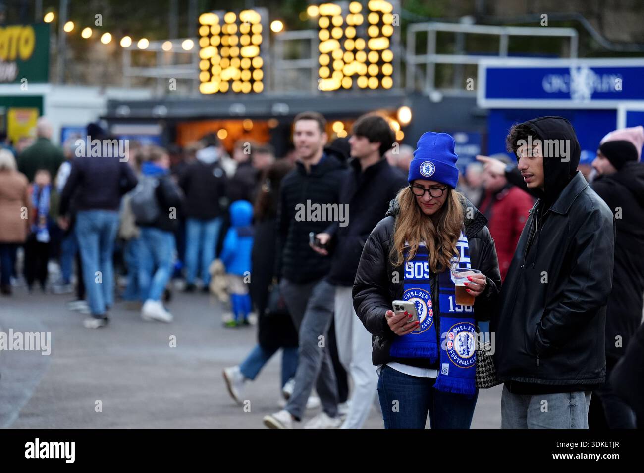 Fans outside the stadium before the Premier League match at Stamford ...