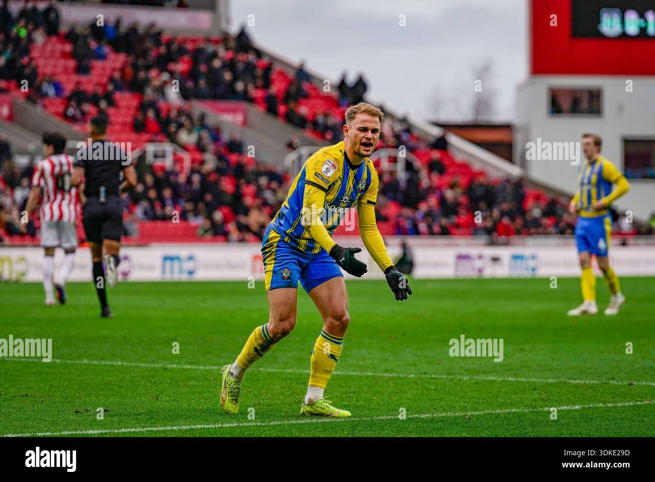 Leo Scienza of Southampton reacts to a referee decision during the Sky ...