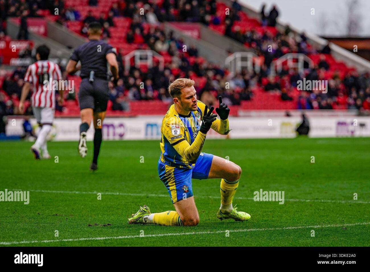 Leo Scienza of Southampton reacts to a referee decision during the Sky ...