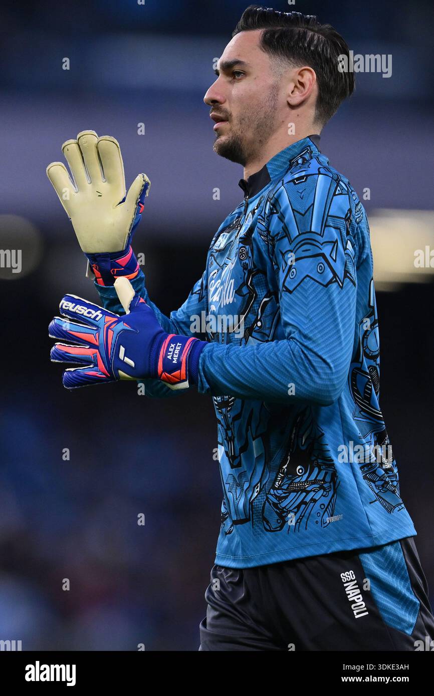 Alex Meret of S.S.C. Napoli warm up prior the match of the 23th day of ...