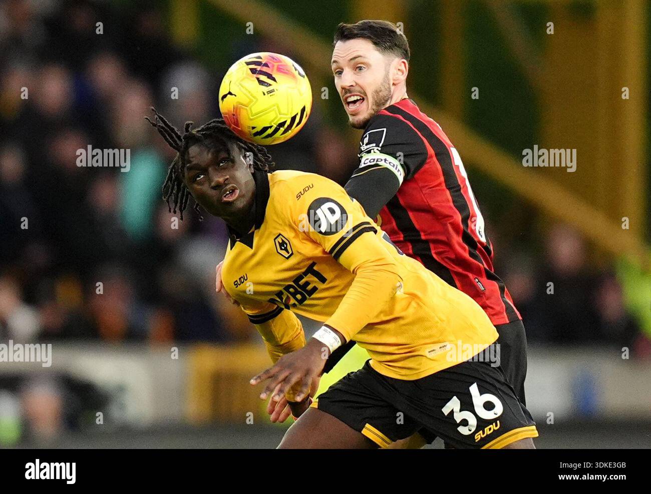 Wolverhampton Wanderers' Mateus Mane (left) and Bournemouth's Adam ...