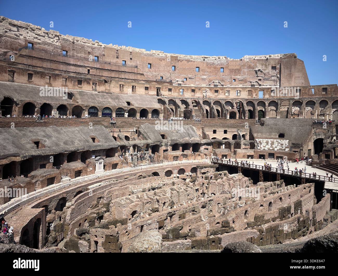 Interior view of the Colosseum amphitheater showing underground ...