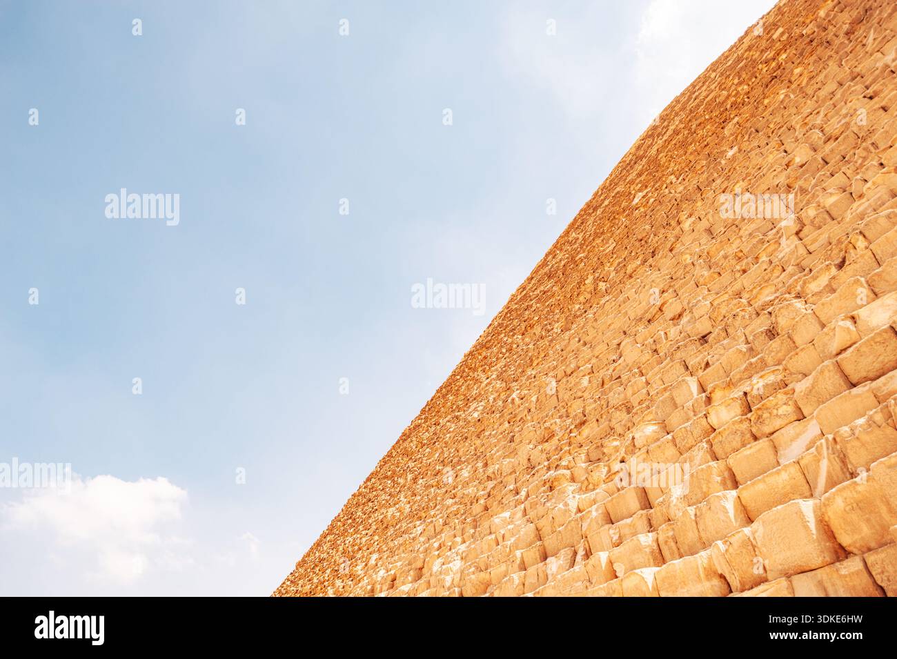 Looking up at the surface of the Pyramid of Khufu or the Great Pyramid ...