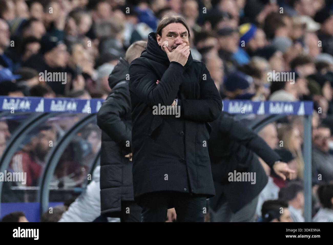 A dejected Daniel Farke manager of Leeds United during the Premier ...
