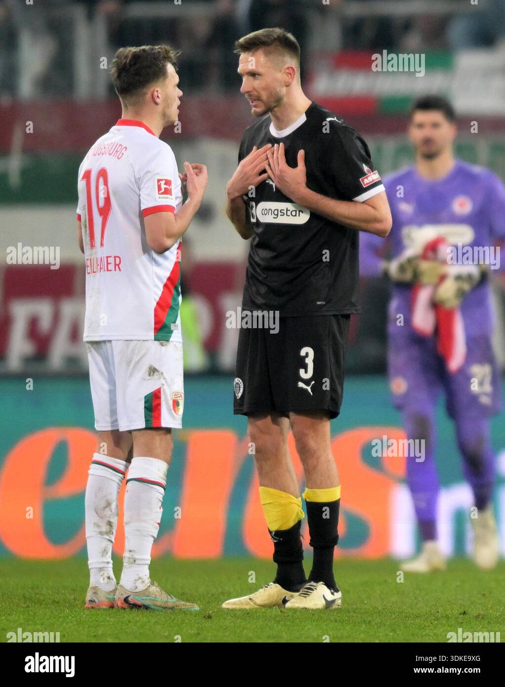 From left: Robin Fellhauer, Karol Mets (St. Pauli) FC Augsburg, January ...
