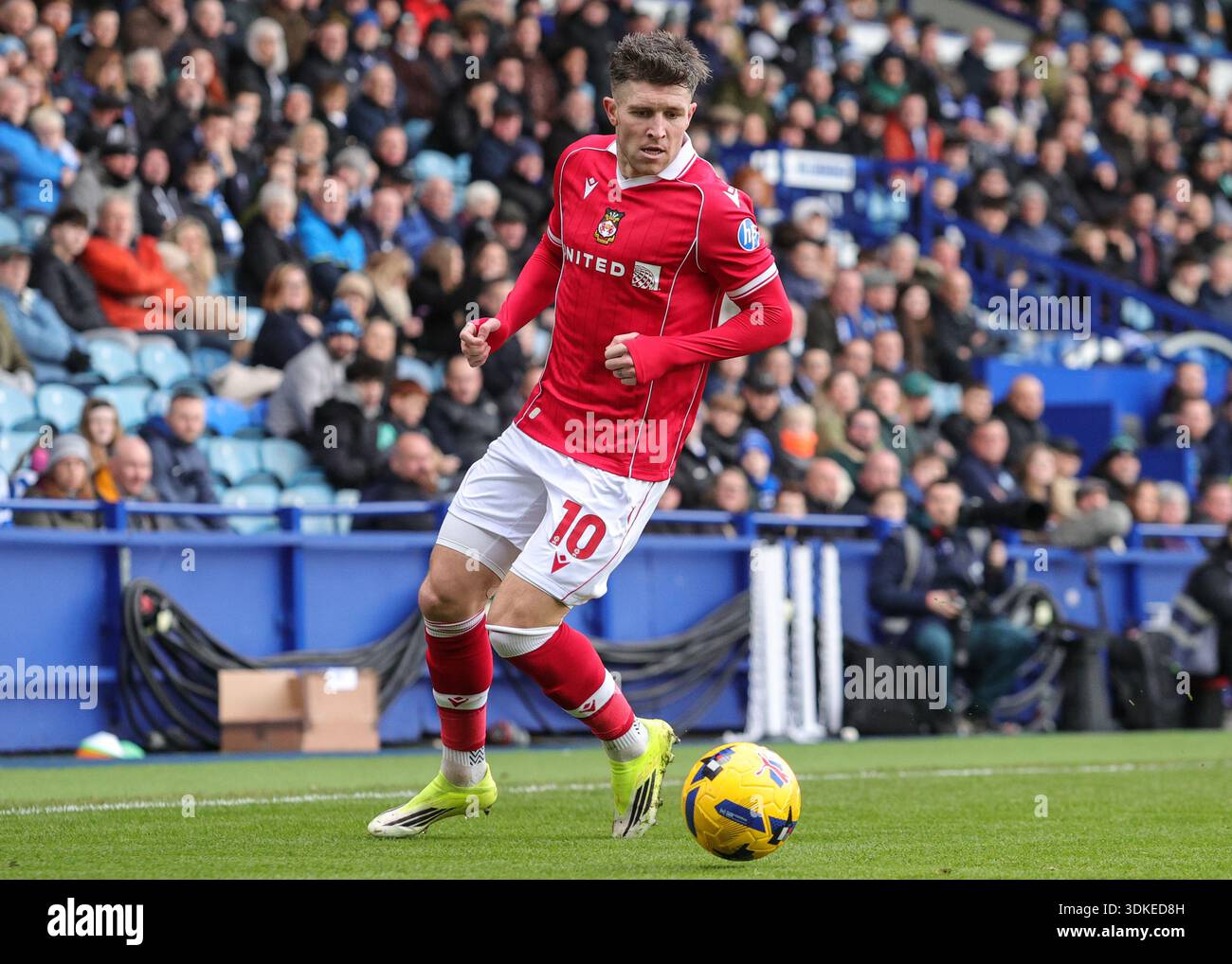 Josh Windass of Wrexham with the ball during the Sky Bet Championship ...