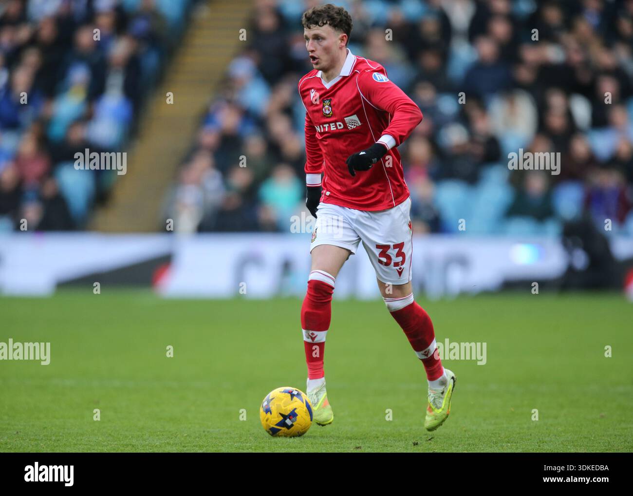 Nathan Broadhead of Wrexham with the ball during the Sky Bet ...