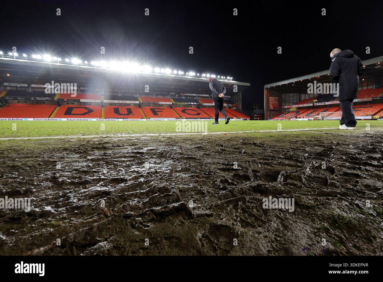 Mud at the side of the pitch ahead of the William Hill Premiership ...