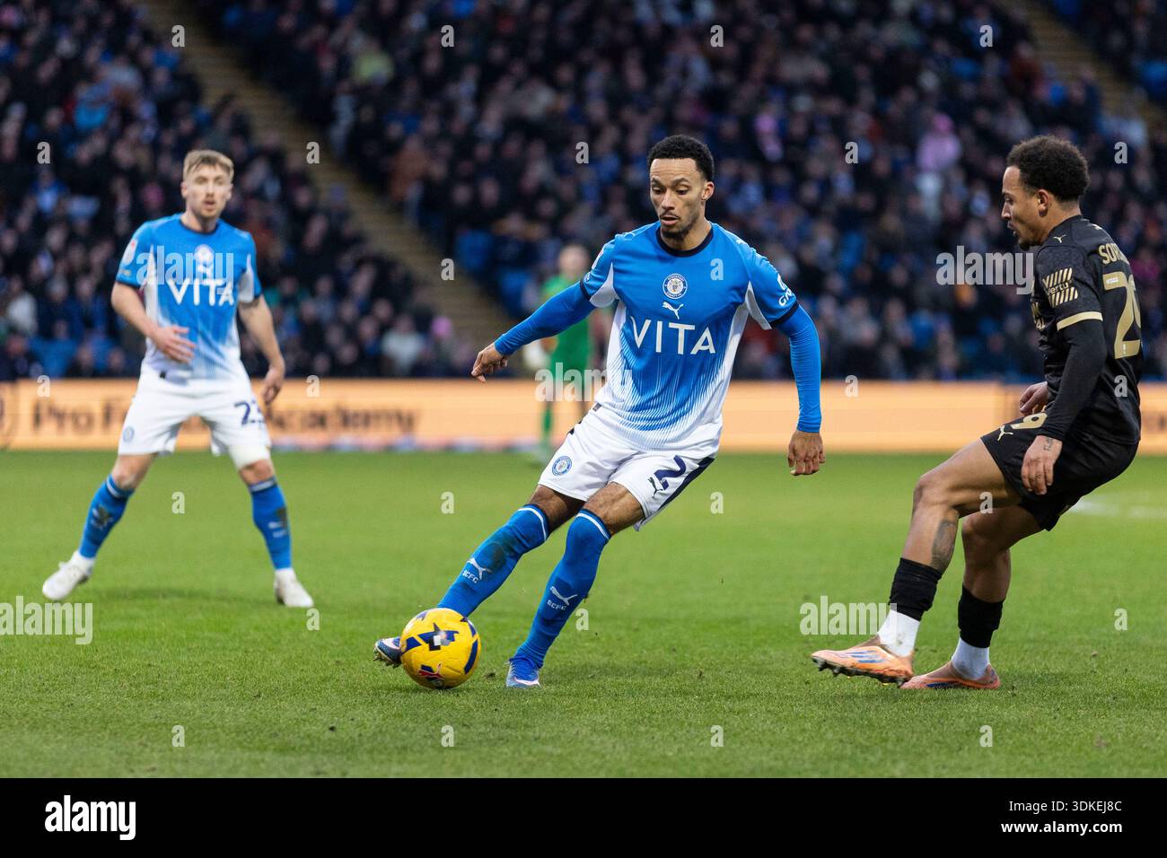 Josh Dacres-Cogley #2 of Stockport County F.C. in action during the Sky ...