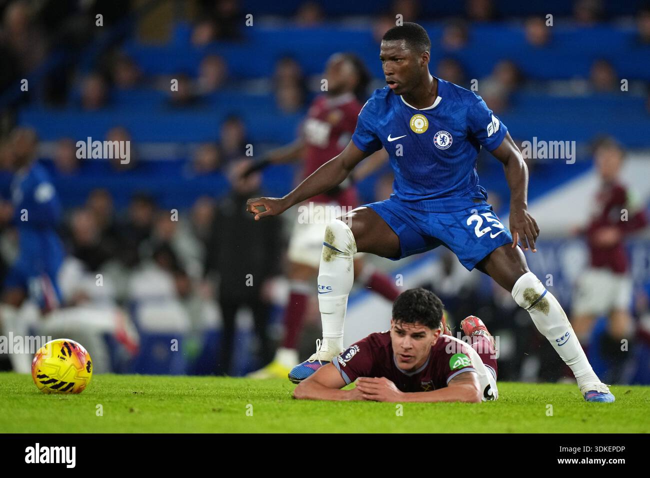Chelsea's Moises Caicedo fouls West Ham's Mateus Fernandes, on the ...
