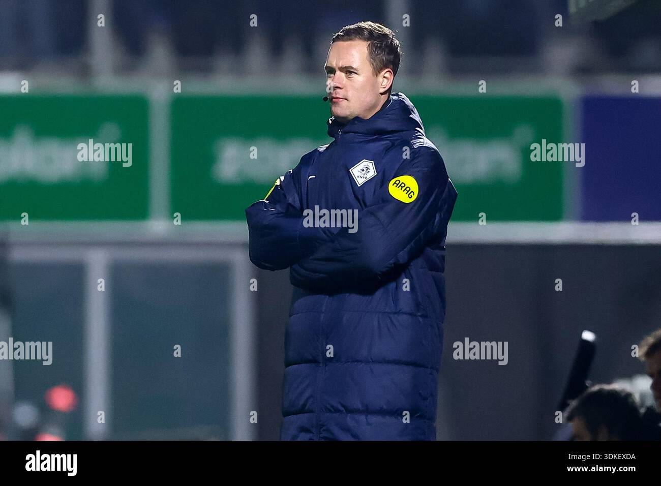 ZWOLLE, NETHERLANDS - JANUARY 31: Fourth official Rick Sturm looks on ...