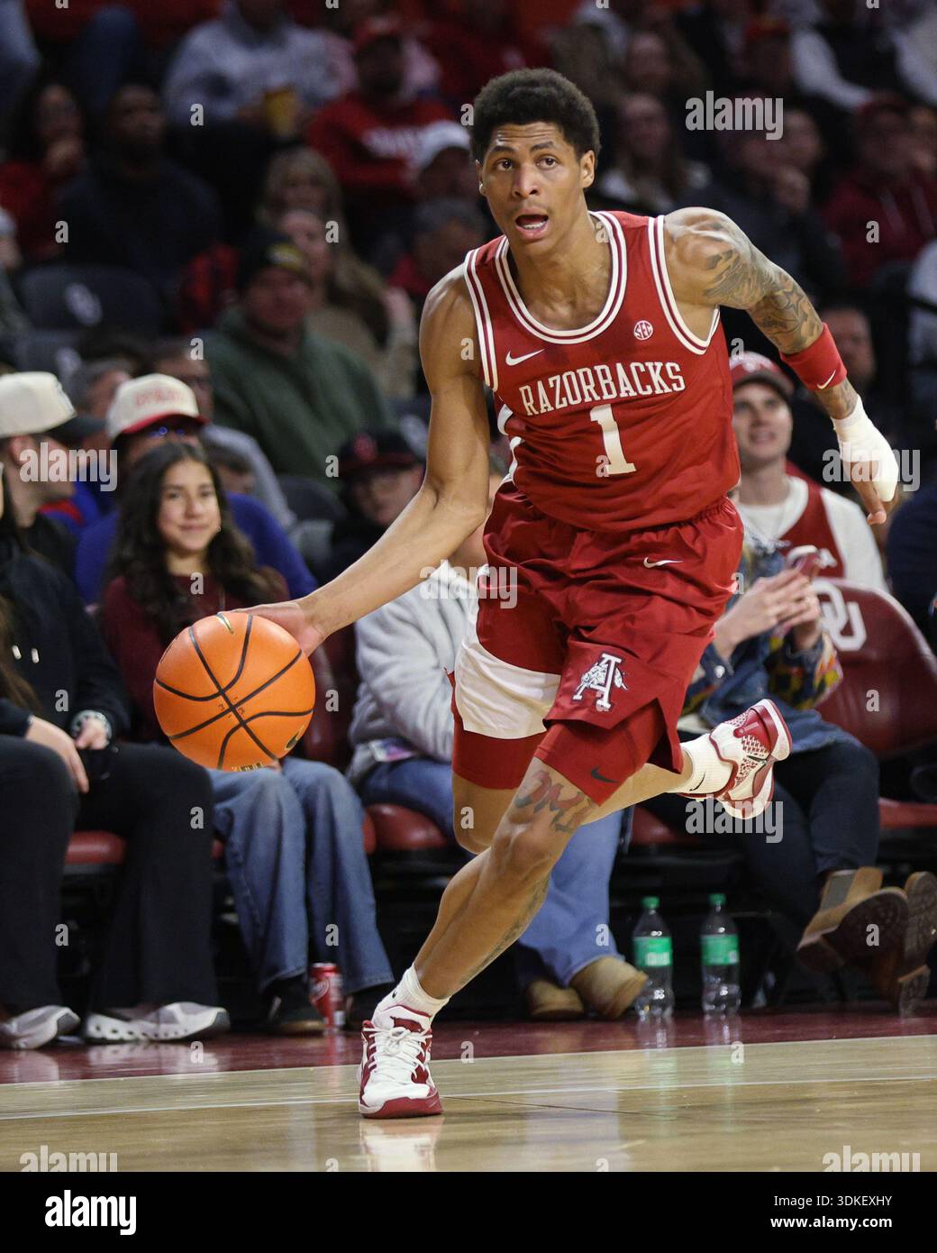 Arkansas guard Meleek Thomas drives during the first half of an NCAA ...