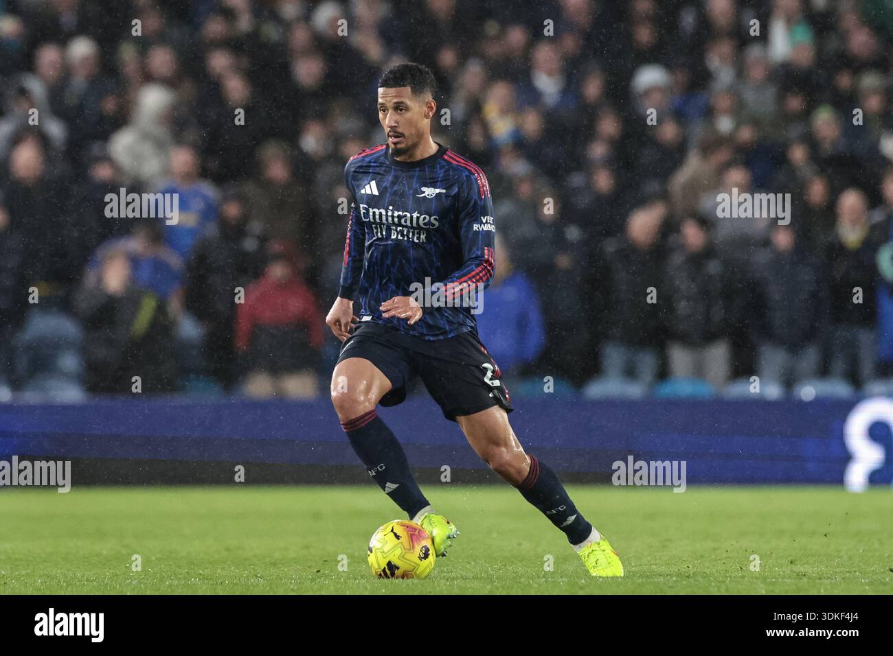 William Saliba of Arsenal with the ball during the Premier League match ...