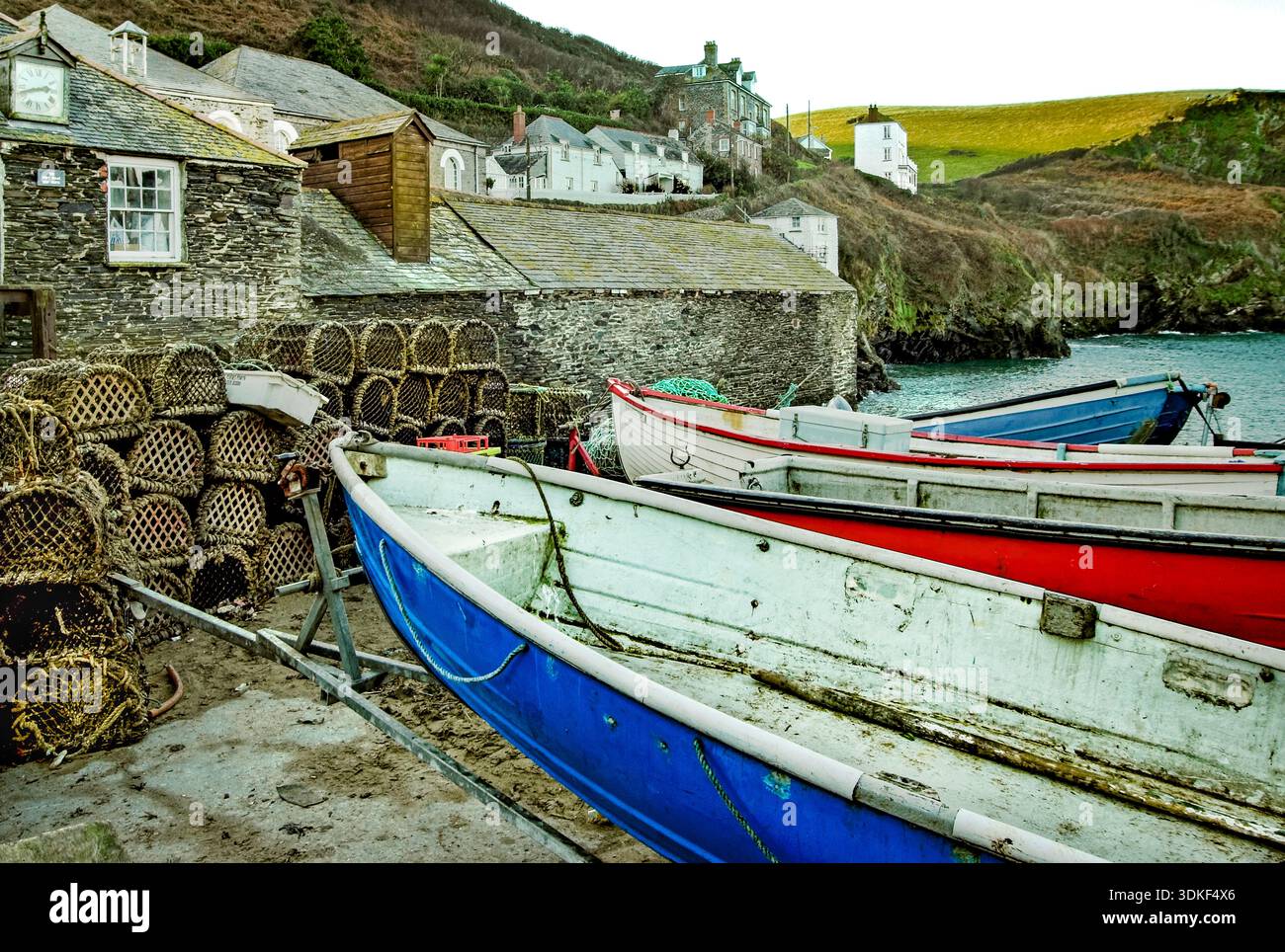 Boats on slipway at port isaac in cornwall, the setting for the tv ...