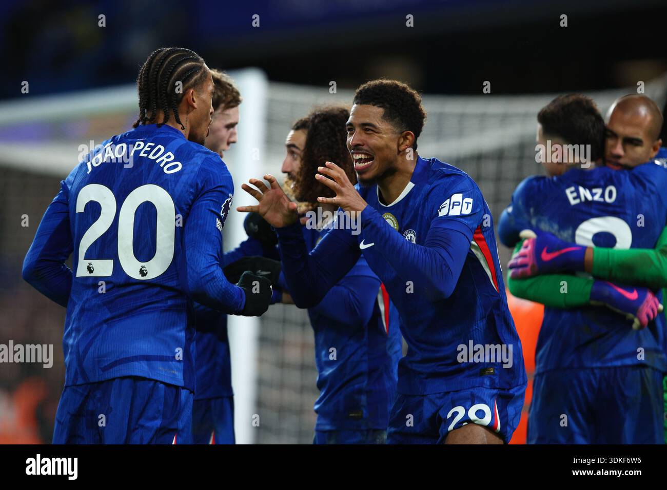 LONDON, UK - 31st Jan 2026: Wesley Fofana and Joao Pedro of Chelsea ...