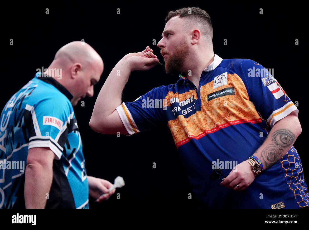 England's Josh Rock during his match against England's Rob Cross on day ...