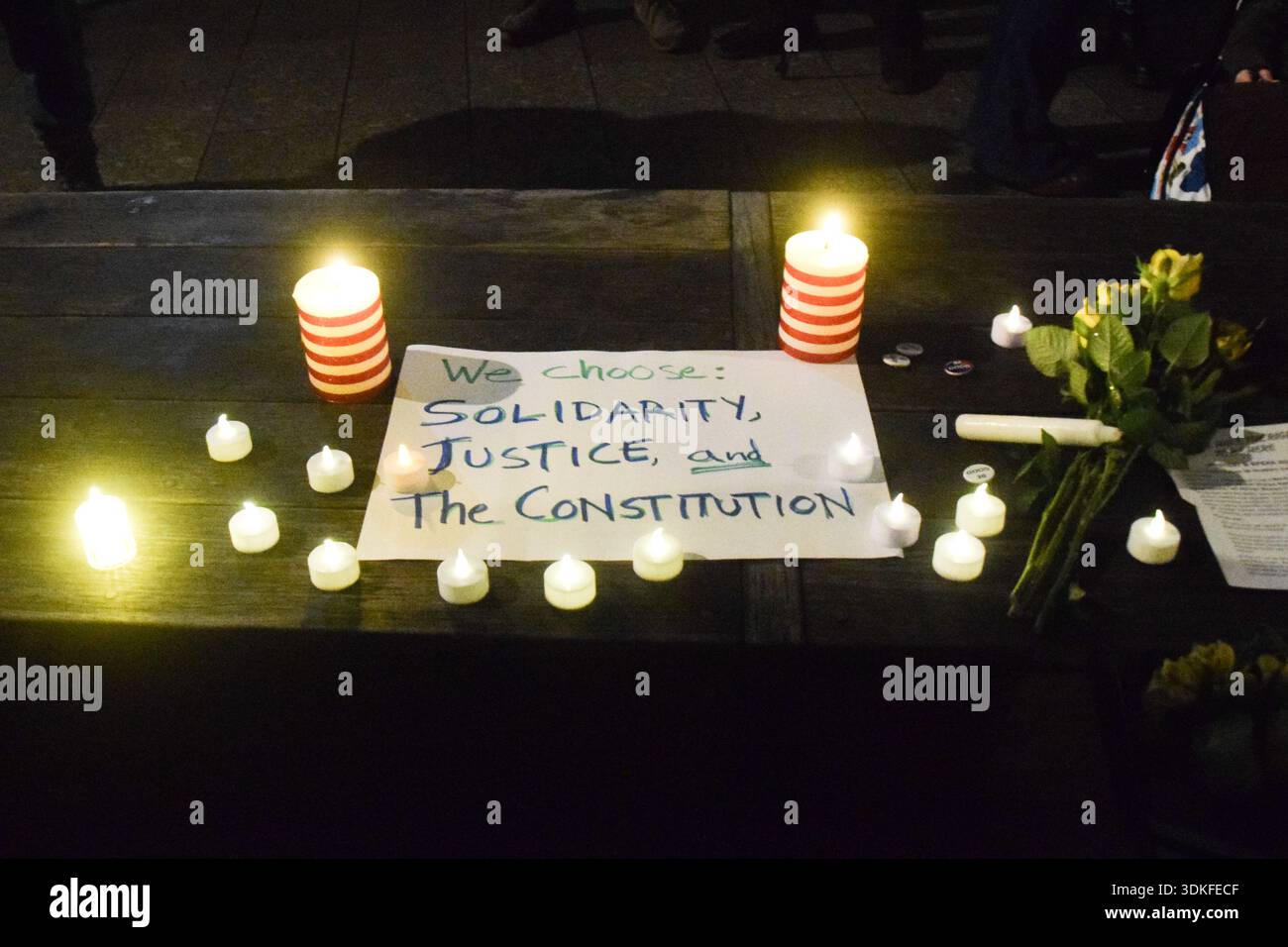 London, UK. 31st January 2026. Protesters gather for a vigil for Alex ...