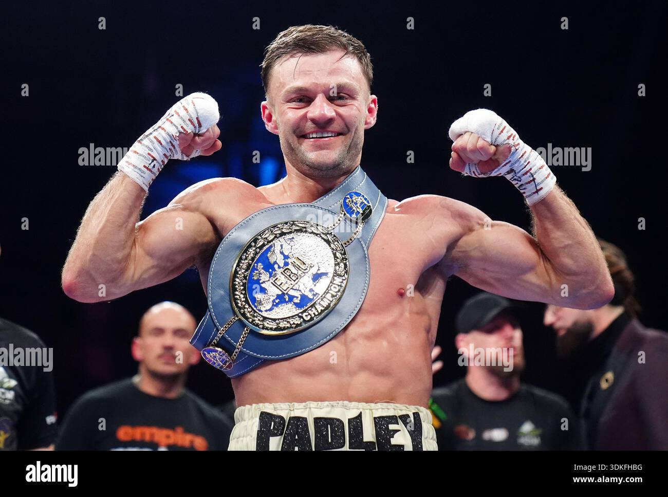 Josh Padley celebrates defeating Jaouad Belmehdi by knock out after ...
