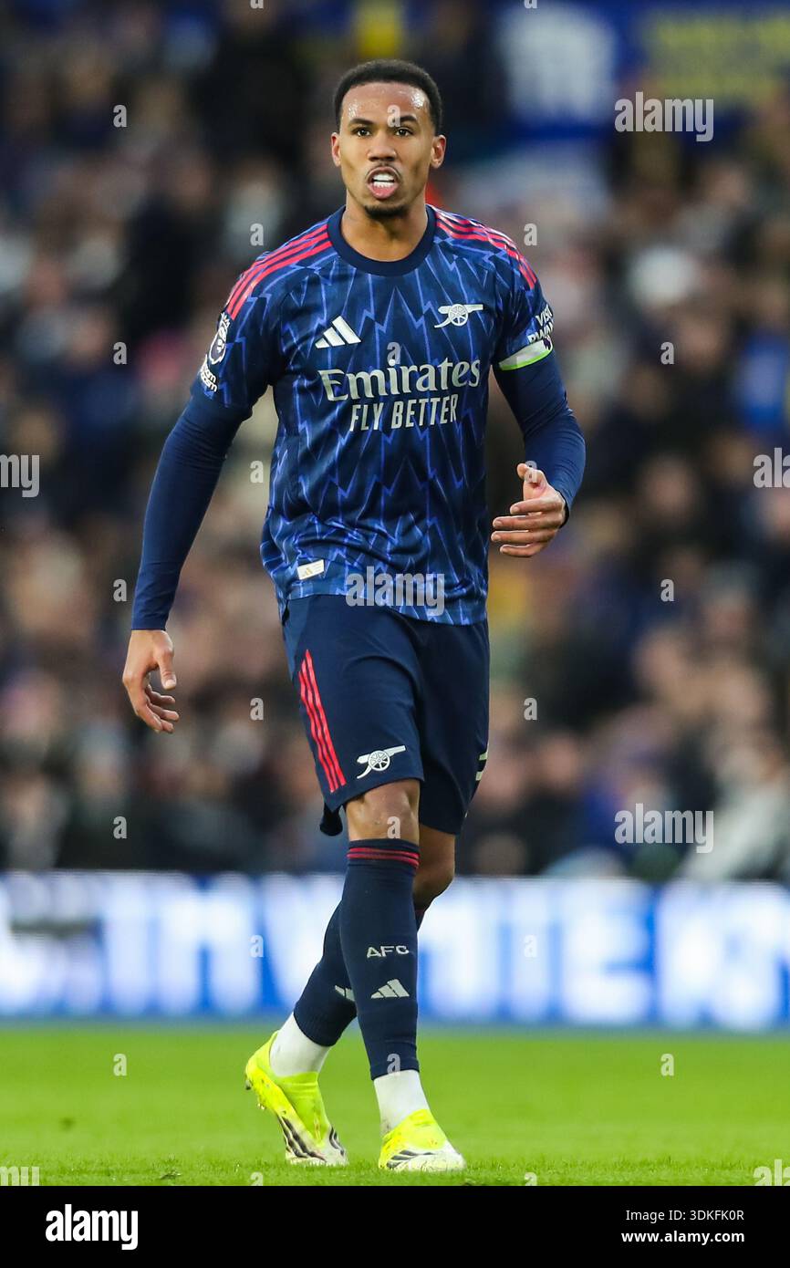 Gabriel Of Arsenal during the Leeds United v Arsenal Premier League ...