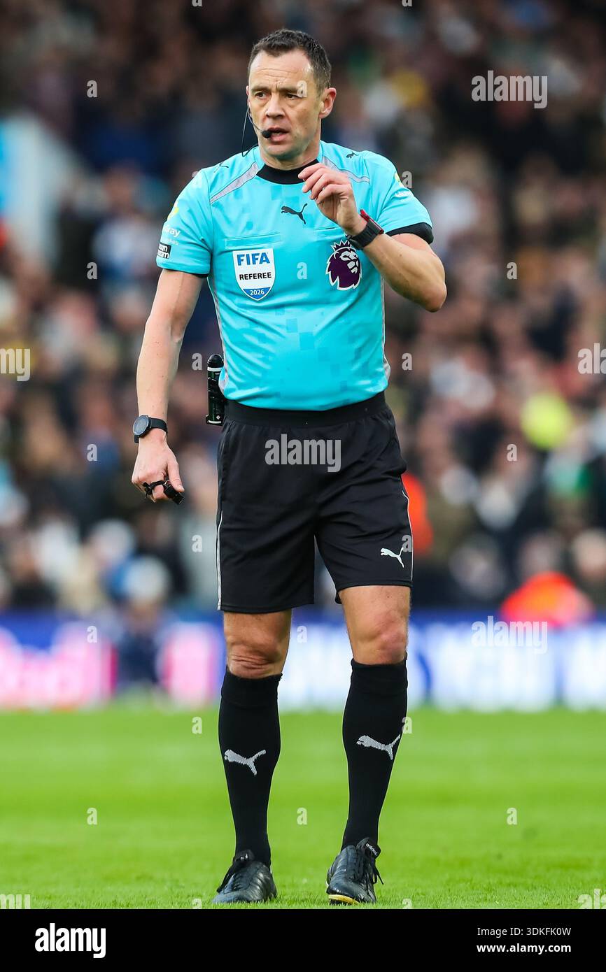 Referee Stuart Attwell during the Leeds United v Arsenal Premier League ...