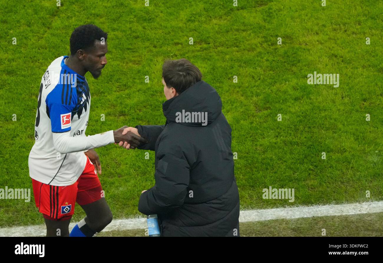 from left Bakery Jatta, Coach Merlin Polzin (HSV Hamburg) Hamburg ...