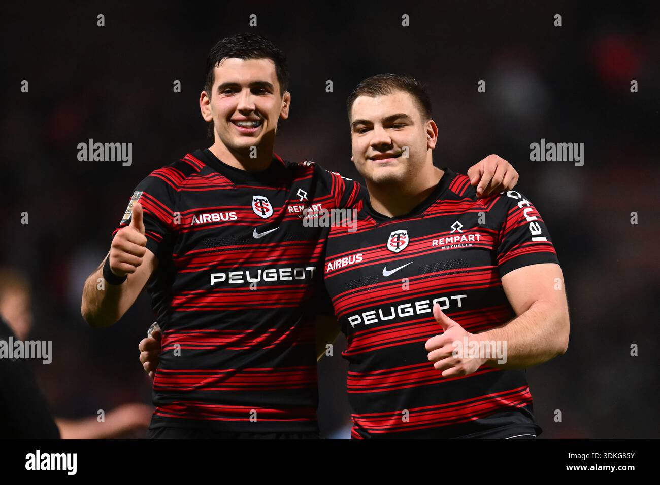 Efrain Elias of Stade Toulousain and Tomas Rapetti of Stade Toulousain ...
