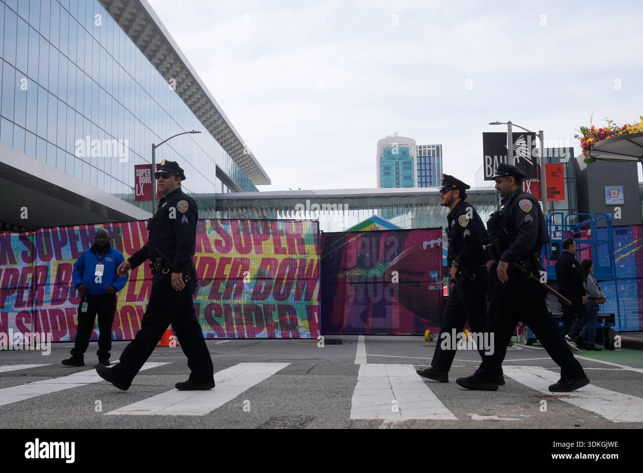 San Francisco Police officers patrol outside of Moscone Center as ...