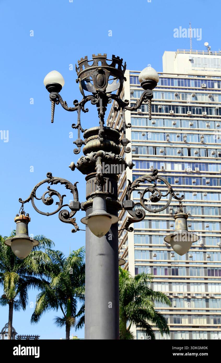 Street lamp, symbol of Sao Paulo, Brazil, installed in the early ...