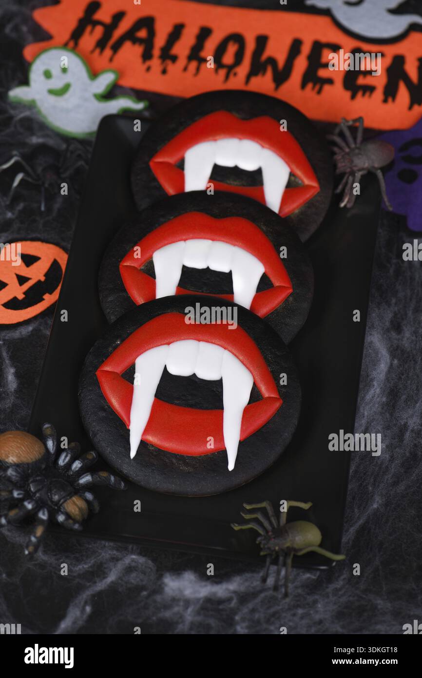 Food, Vampire fangs protruding from scarlet lips, Glazed honey ...
