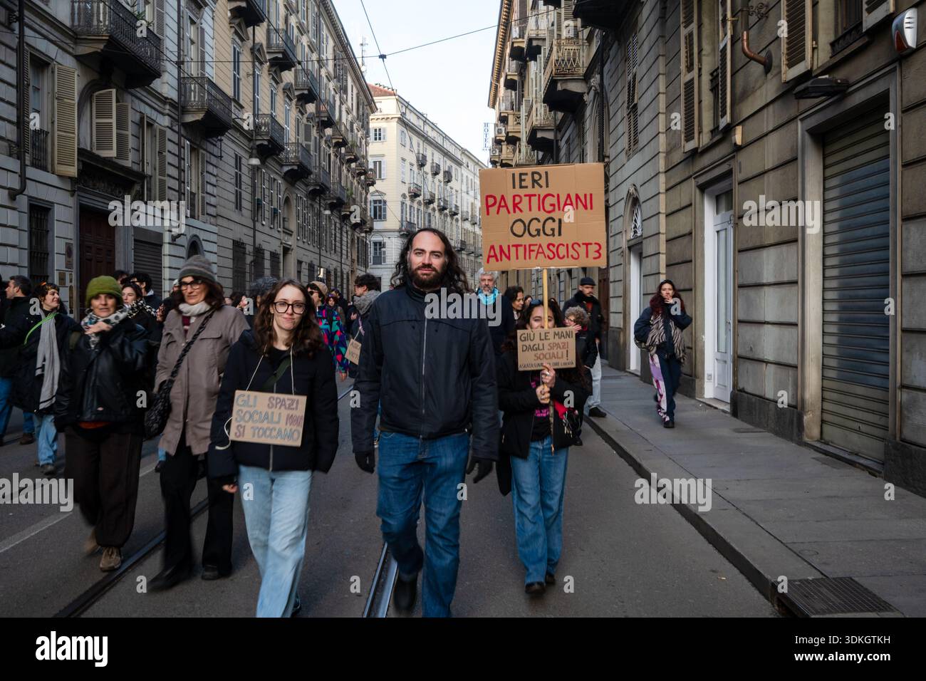 Tens of thousands of people gathered in the city centre of Turin for ...