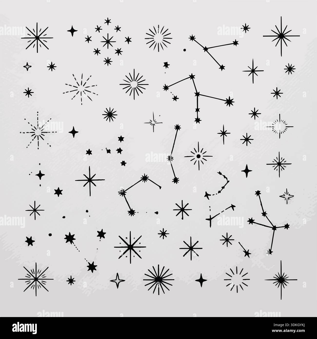 Intricate vector illustration depicting a celestial pattern of various ...