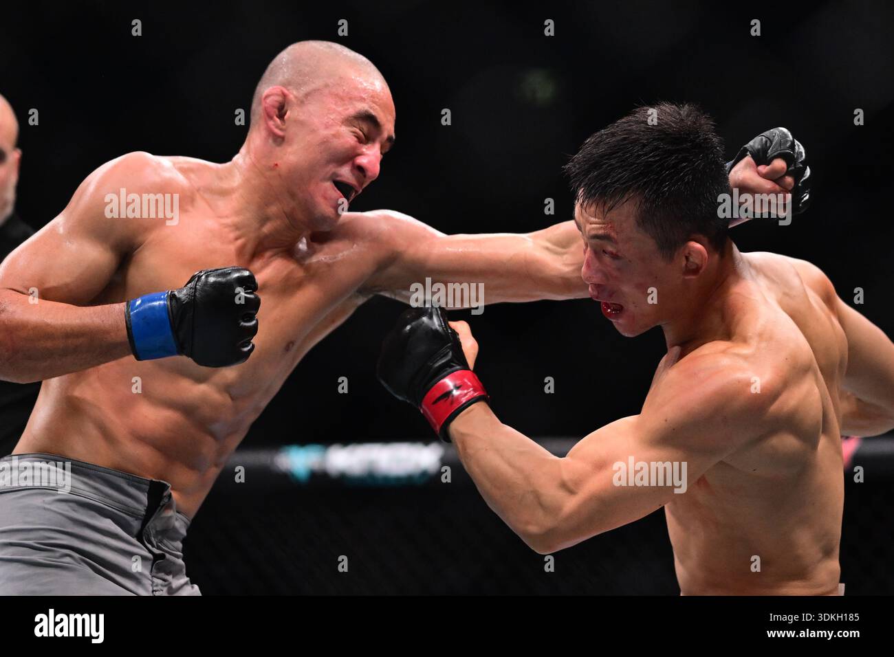 Dom Mar Fan (grey shorts) of Australia during his Lightweigh bout ...