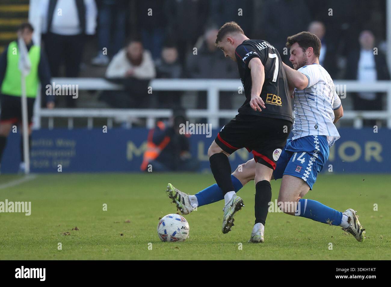 Hartlepool United's Nathan Sheron tackles Cameron Hargreaves of ...