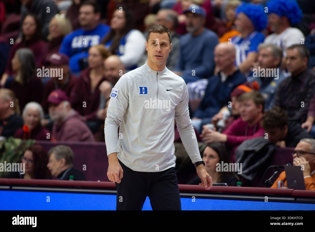 Duke Blue Devils head coach Jon Scheyer coaches from the sideline at ...