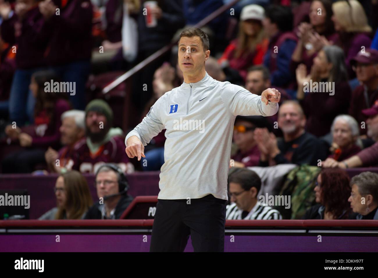 Duke Blue Devils head coach Jon Scheyer coaches from the sideline at ...