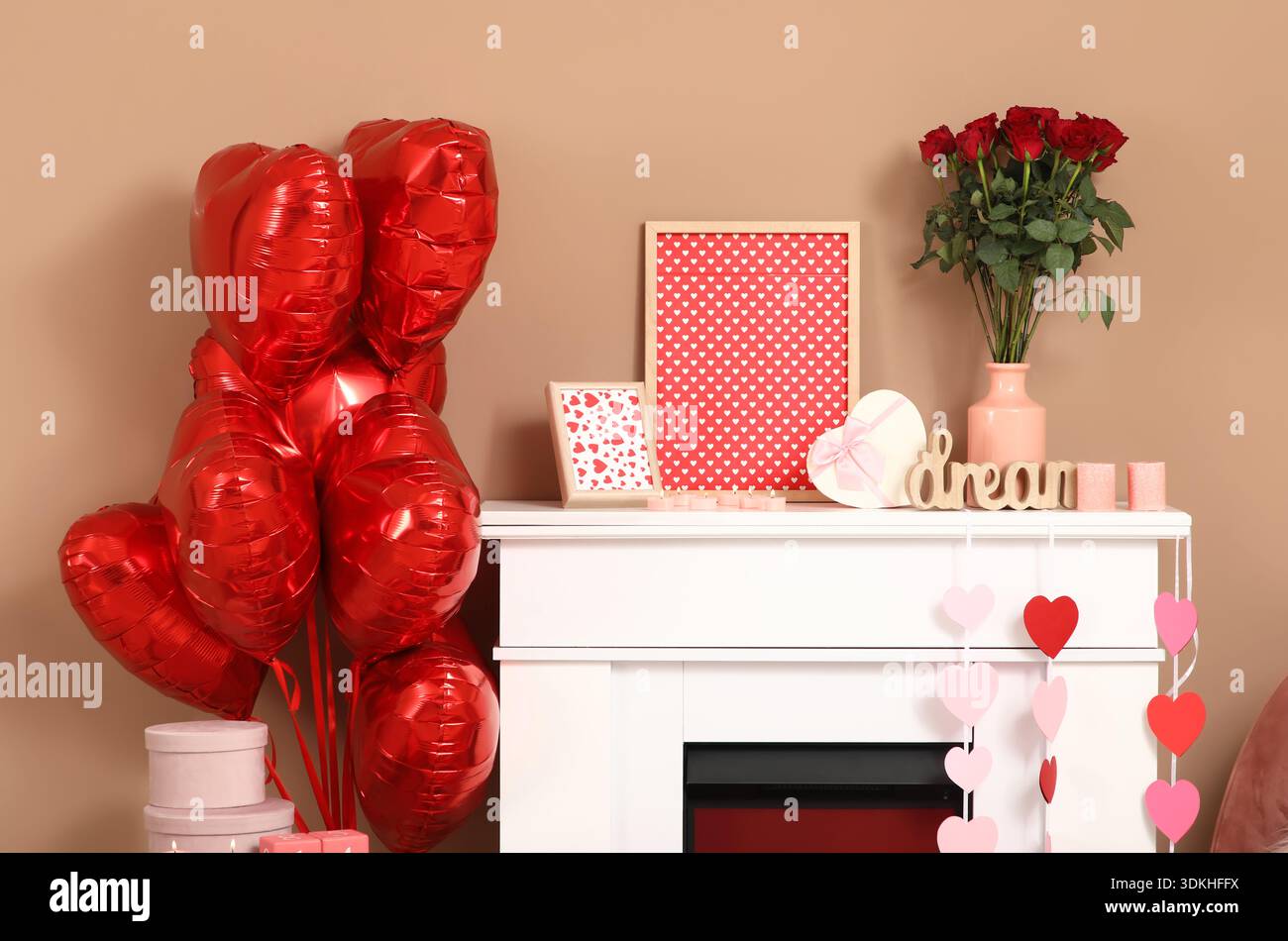 Valentines day frames burning candles hi-res stock photography and ...