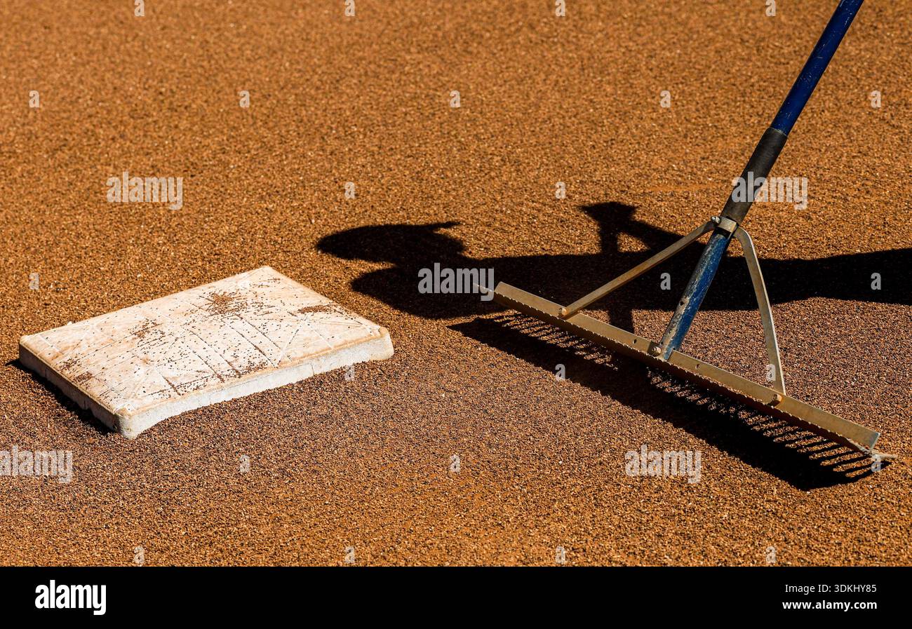 GUADALAJARA, MEXICO - JANUARY 31:Detail of a rake and the shadow of a ...