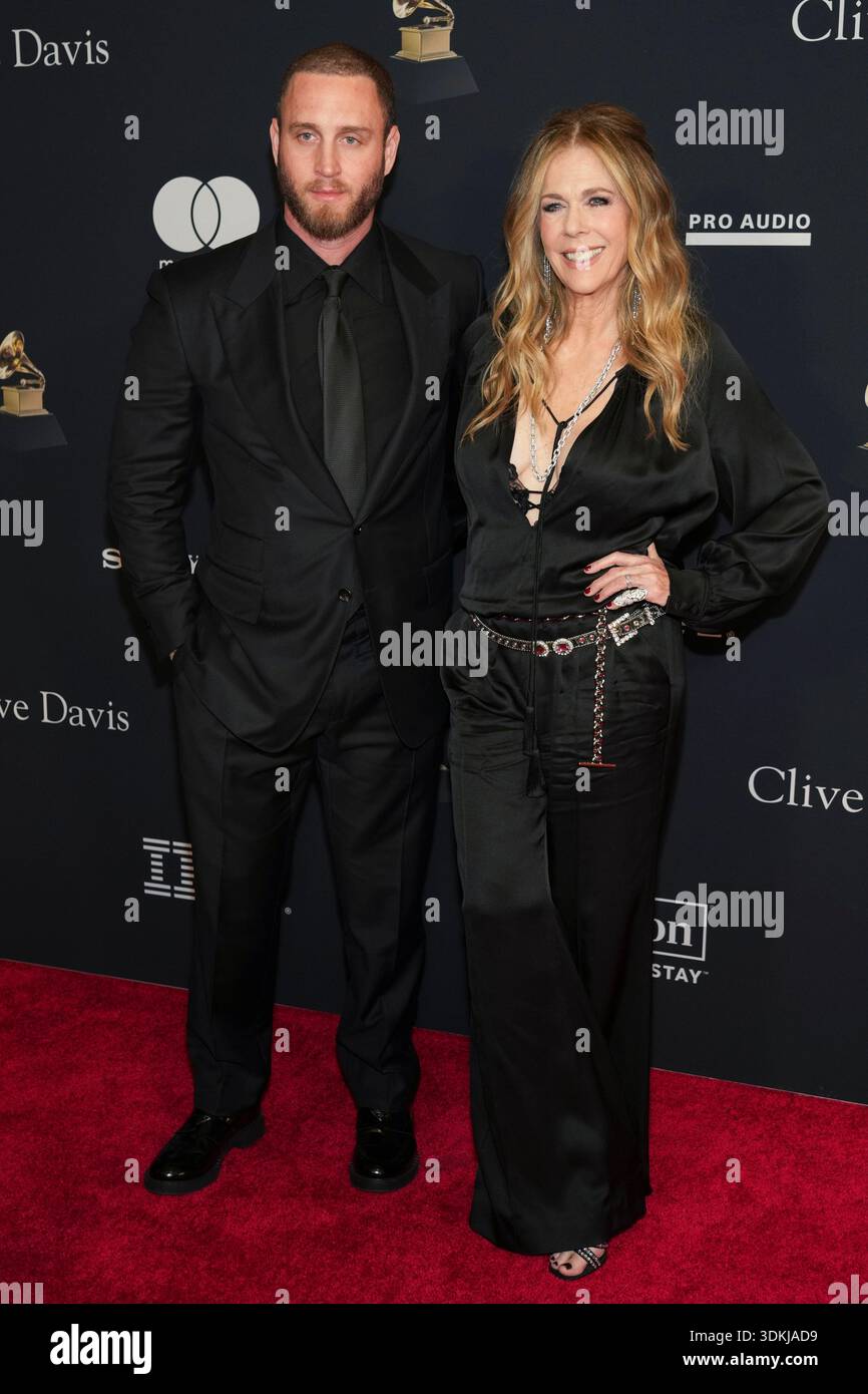 Chet Hanks, left, and Rita Wilson arrive at the Pre-Grammy Gala on ...