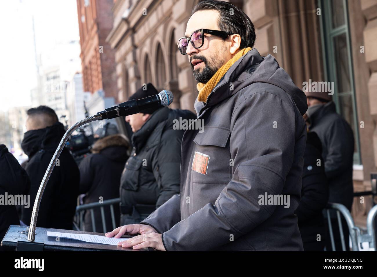 New York, NY, January 31, 2026: Lin-Manuel Miranda speaks during The ...